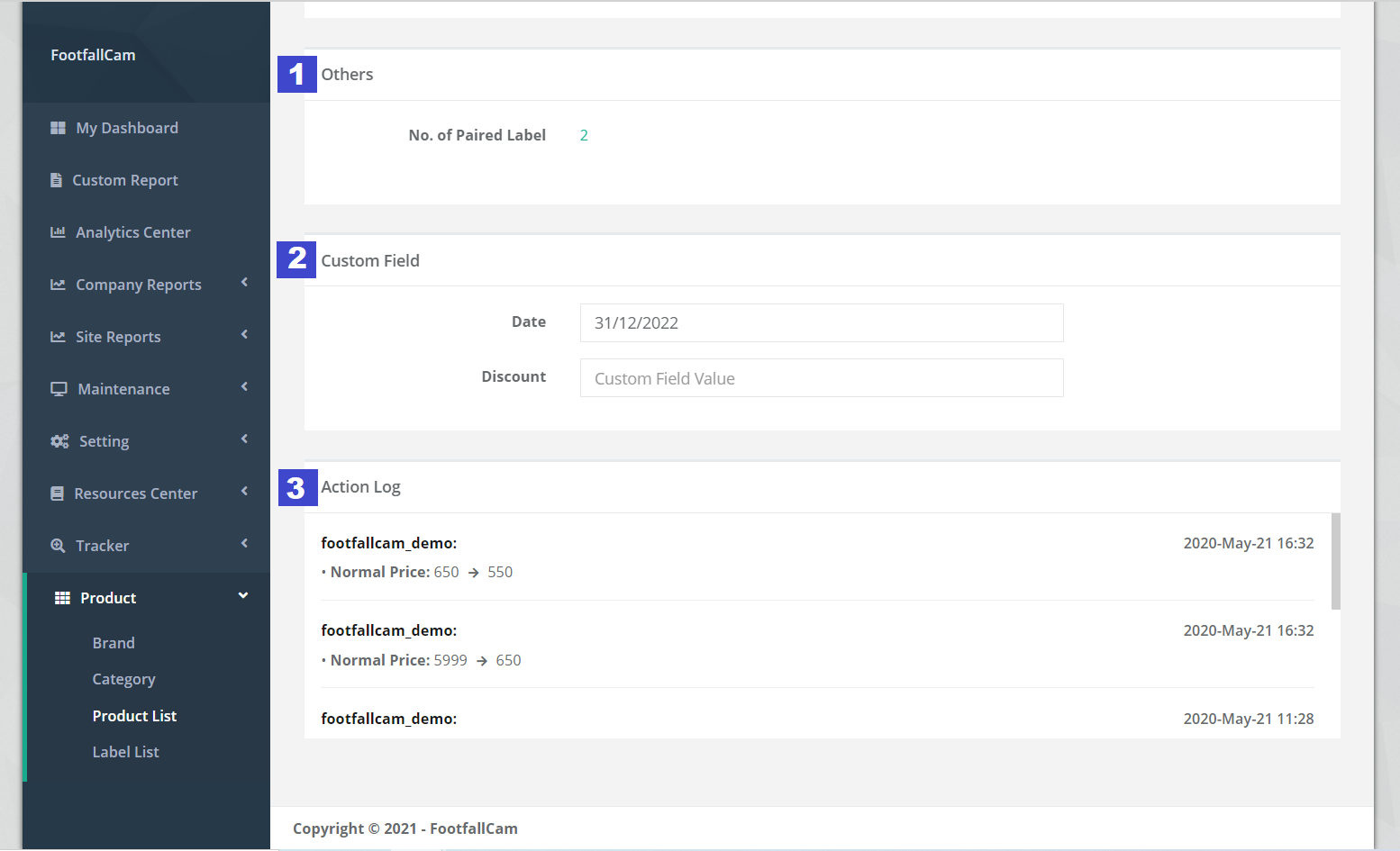 23 장 : 전자 선반 레이블 (ESL) 구성-FootfallCam