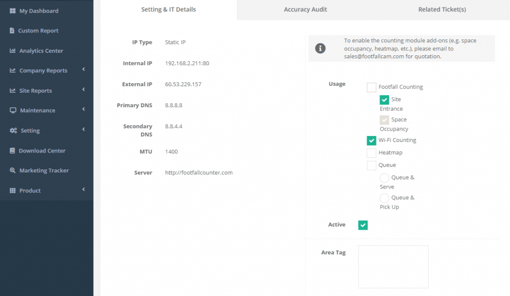2.3 Manage Devices - FootfallCam