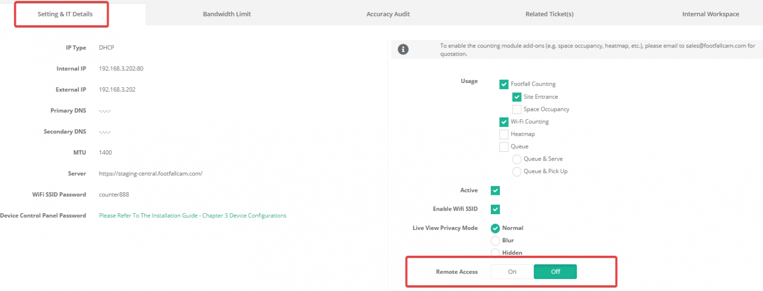Chapter 4: Setting up Devices - FootfallCam