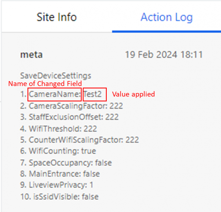 Device Setting Page - FootfallCam